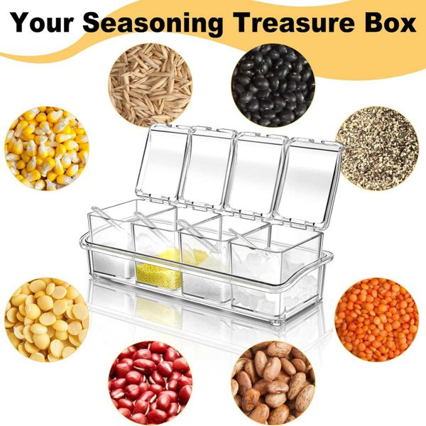 Transparent seasoning box, a set of 4 crystal seasoning storage ...