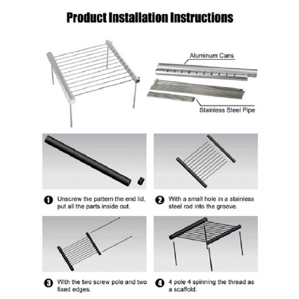Mini BBQ Grill Folding Barbecue Rack Portable Easy Assemble Aluminum ...