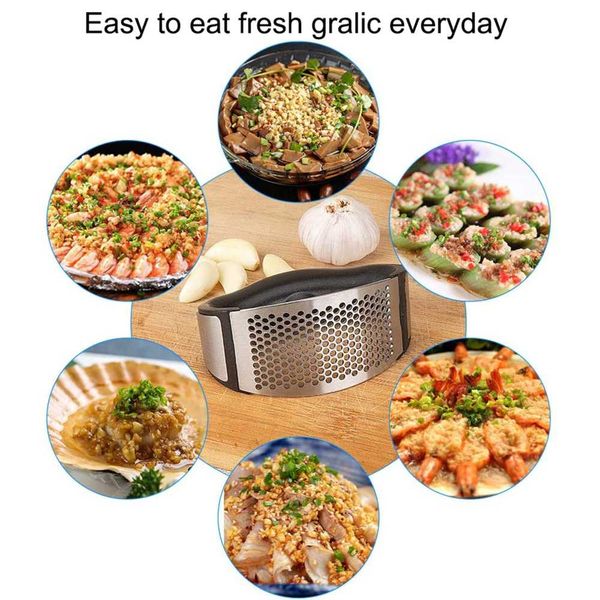 Garlic Ginger Press, Kitchen Stainless Steel Garlic Mincer Crusher ...