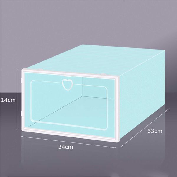 Dustproof Storage Shoe Box Drawer Type Stackable Shoes Organizers PP Clear Shoebox 6pcs - L192
