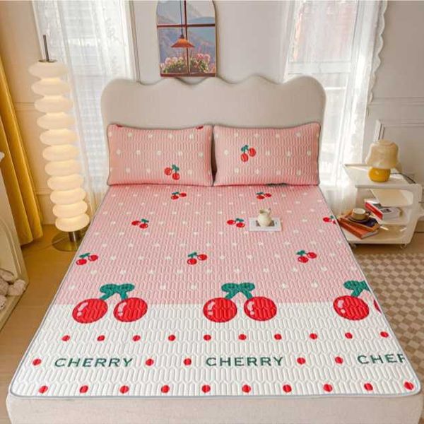 Popular latex mat three-piece set printed ice silk mat single double ...