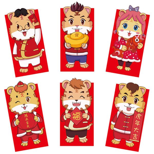 6PCS/Set 2022 Chinese New Year Red Envelope Tiger Year Home Decoration ...