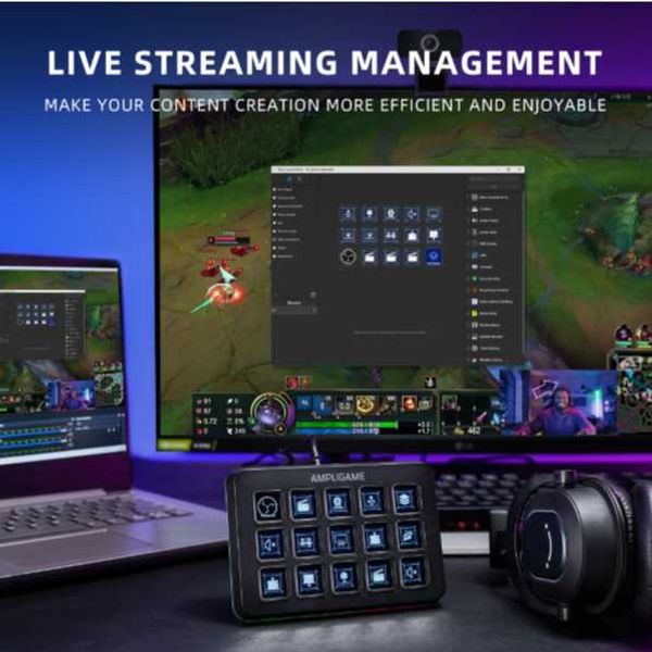 FIFINE D6 Stream Controller with 15 Macro Keys, Streaming Deck with ...