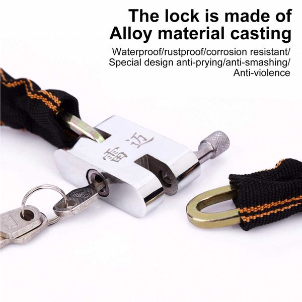 Square Head Cloth Chain Lock Anti-theft Security Padlock for Motorcycle ...