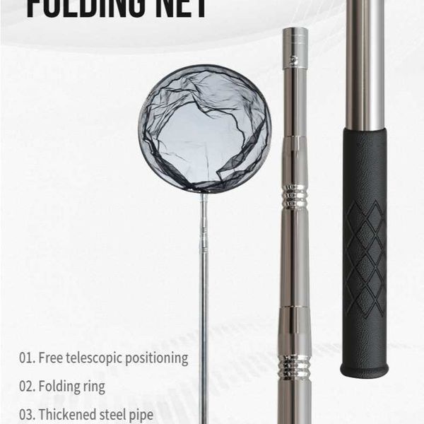 1.7m Stainless steel material Adjustable long handle net fishing ...