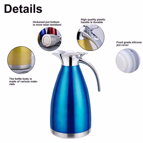 1.5L Thermal Jug Stainless Vacuum Insulation Pot w/Anti-drip Spout for ...