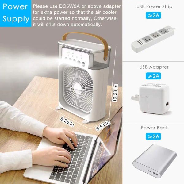 Portable air conditioner, 3-speed small AC fan, evaporative air cooler ...