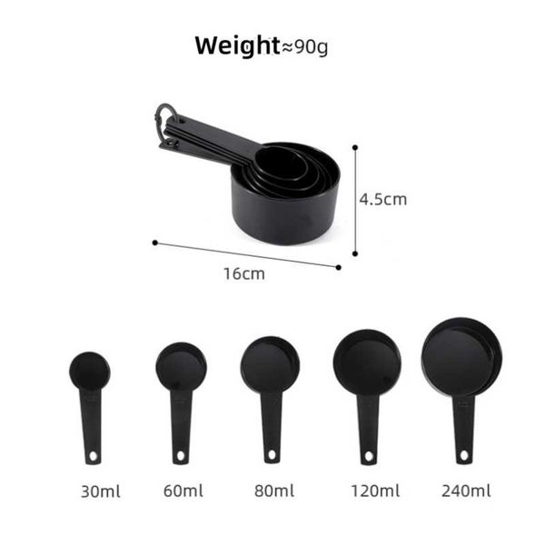 Baking measuring cup and spoon set, black ten piece set, plastic ...