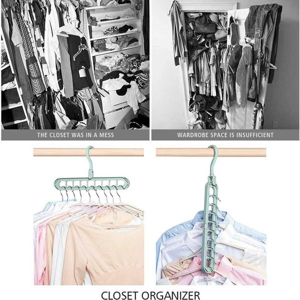 10 multifunctional clothes hangers nine-hole clothes hangers seamless ...