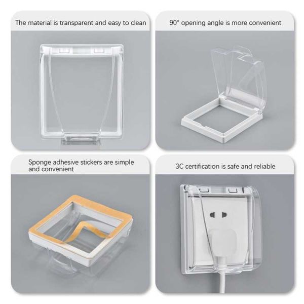 Household Bathroom Adhesive Splashproof Box Wall Switch Socket ...