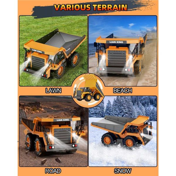 Remote Control Excavator, 1:20 Scale RC Construction Vehicles Toy, 12 ...