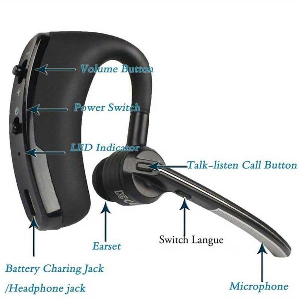 V8 Business Bluetooth Headset V4.1 Handsfree With Microphone Wireless ...