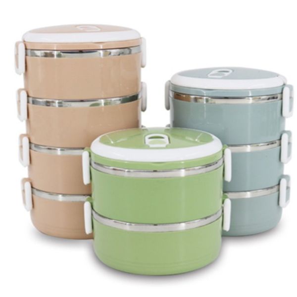 2 Layer Stainless Steel Lunch box ចានស្រាក់ ២ថត - L192