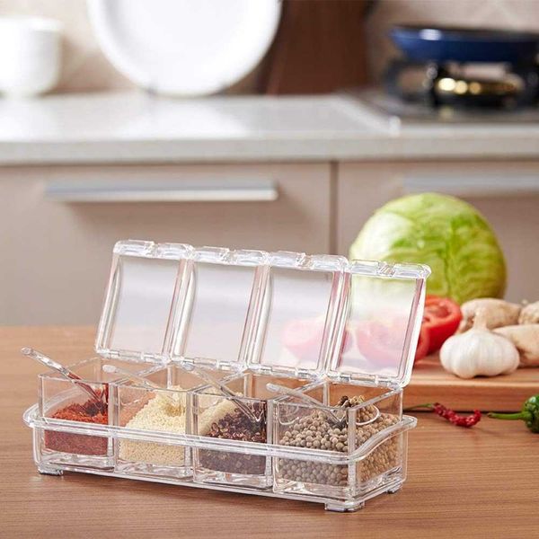 Transparent seasoning box, a set of 4 crystal seasoning storage ...
