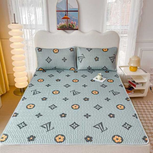 Popular latex mat three-piece set printed ice silk mat single double ...