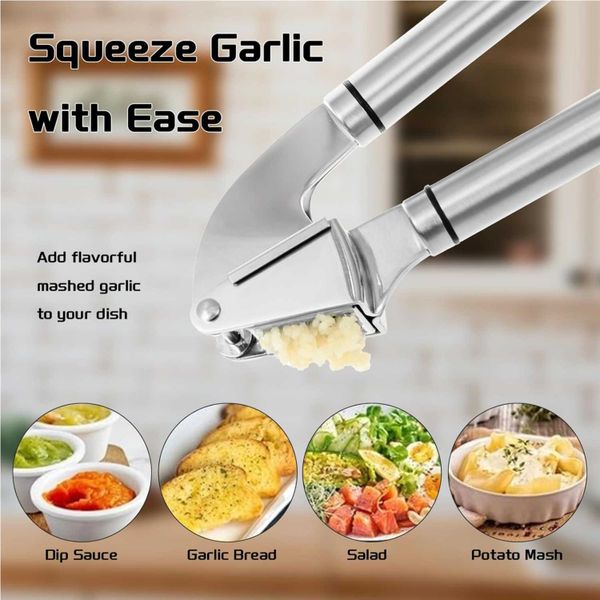 Stainless steel garlic press, kitchen cooking vegetable ginger press ...