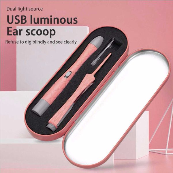 Rechargeable Ear Cleaner Set LED Flashlight Earpick Luminous Earwax ...