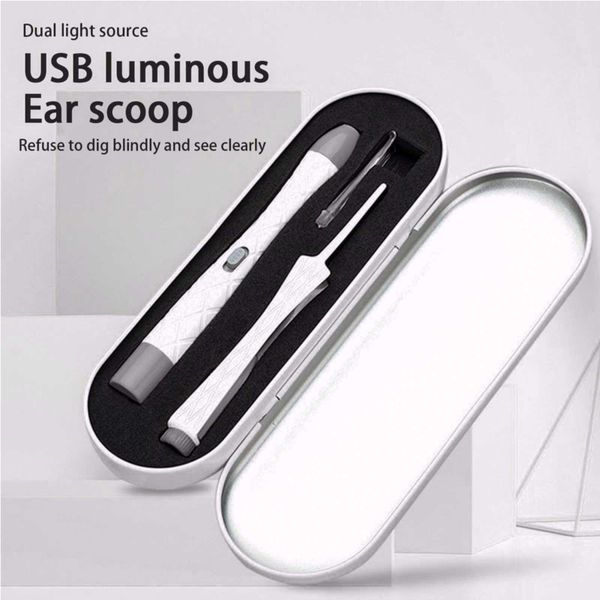 Rechargeable Ear Cleaner Set LED Flashlight Earpick Luminous Earwax ...
