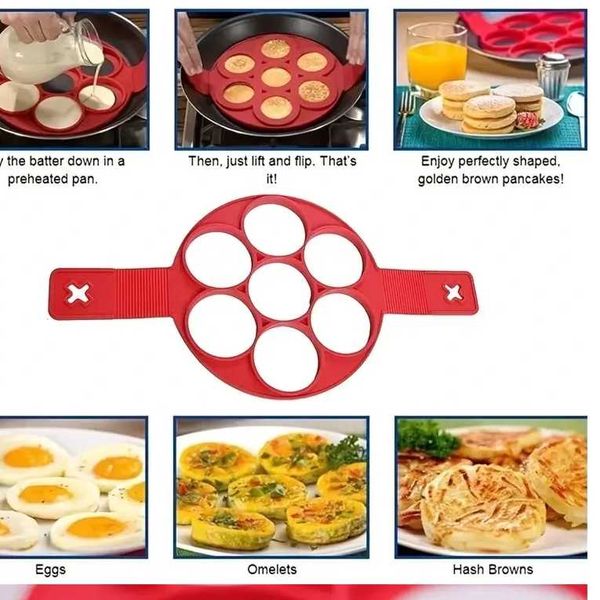 Food Grade Handle Fried Egg Pancake Mold Non Stick Pot 7-hole Baking ...