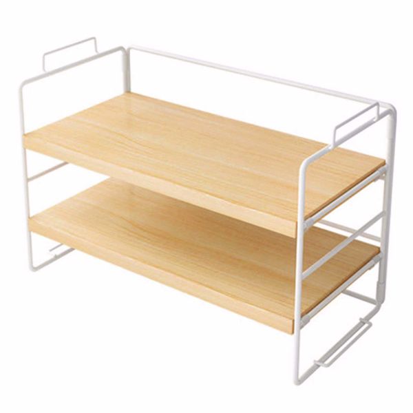 Double Layer Desktop Shelves Office Desk Storage Rack Bookshelf ...
