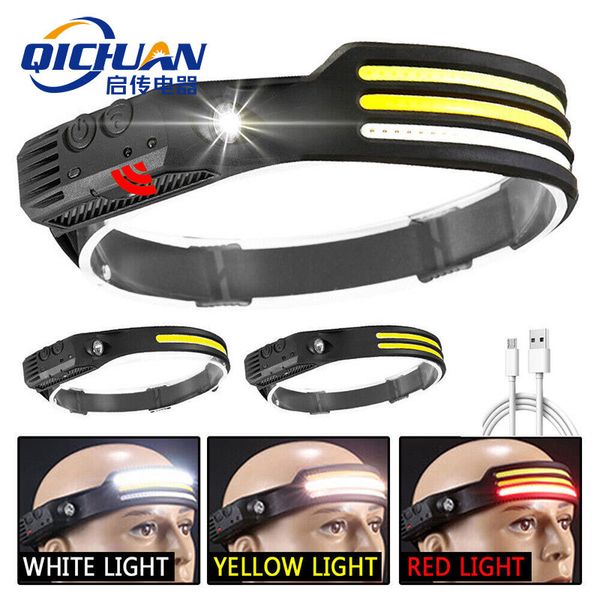 Cross-border silicone sensor headlight Type-C rechargeable multi-light ...