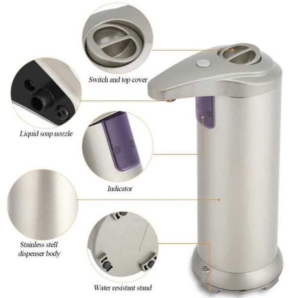 Stainless Steel Automatic Soap Liquid Sanitizer Dispenser Bathroom ...