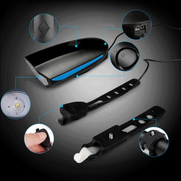 Bicycle Front Light With Bike Horn Bike Front Lamp Electronic Bell ...