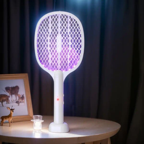 Handheld Electric Fly Swatter 3000V Bug Zapper Racket 2 in 1 Fly ...