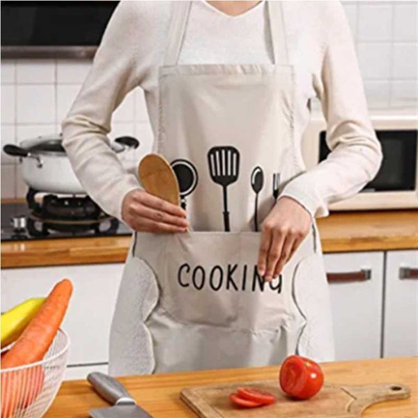 Kitchen Apron with Hand Wipe Pockets，Big Pocket,Hand-wiping, Waterproof ...