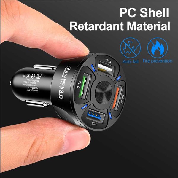 4 Ports USB Car Charge 48W Quick 7A Mini Fast Charging For iPhone ...