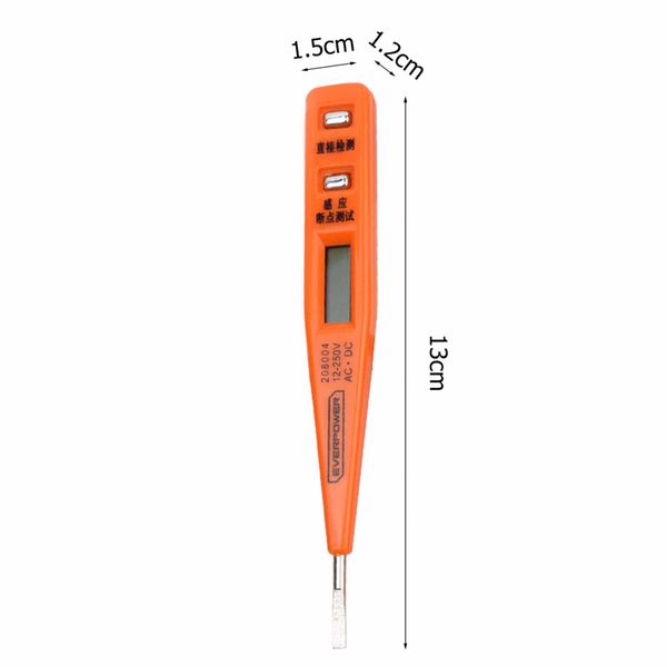 Digital Display Test Pen 12-250V DC AC Zero Line Phase Line Breakpoint ...