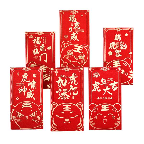 6PCS/Set 2022 Chinese New Year Red Envelope Tiger Year Home Decoration ...