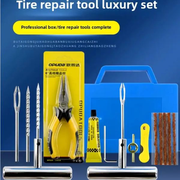 Car tire repair tool set for fast tubeless tires - L192
