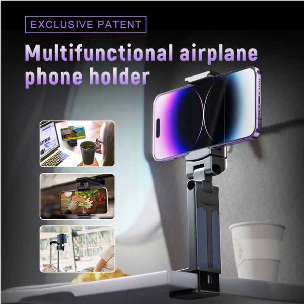 Portable Airplane Phone Stand Clamp Foldable Adjustable Travel Cell ...