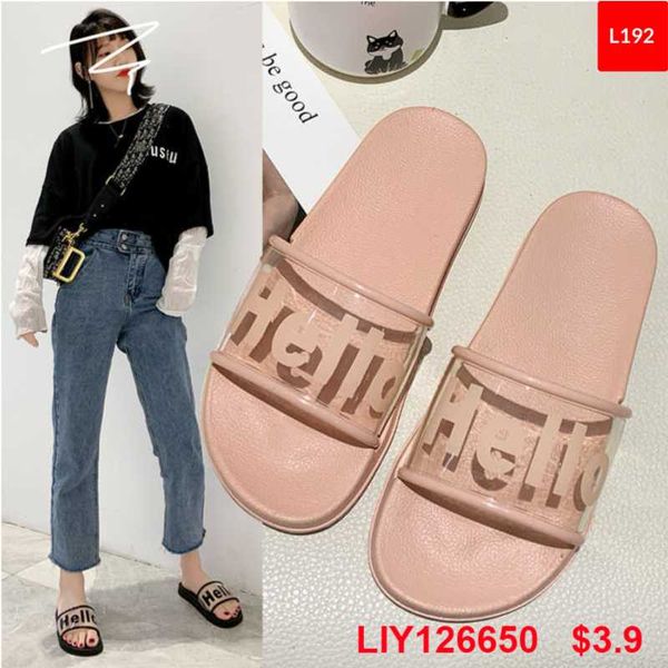 Women's slippers wear fashion letters trend schoolgirls home bathroom flat-bottomed sandals - L192