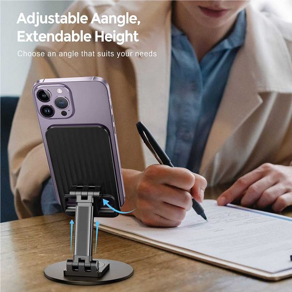360°Rotation Height Adjustable Phone Holder for Desk, Thick Case ...