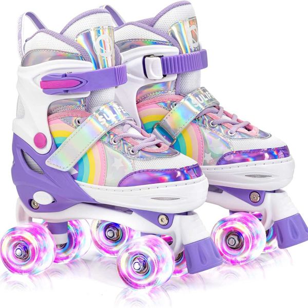 Rainbow Unicorn 4 sizes adjustable luminous ice skate toys, suitable ...