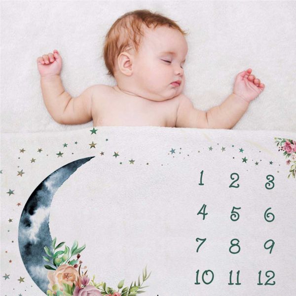 Newborn Milestone Flannel Blanket Baby Infant Monthly Record Growth ...