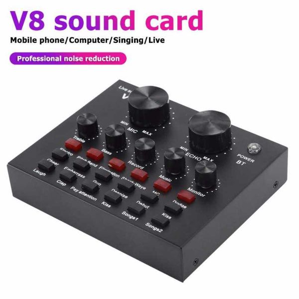 V8 Audio Sound Card USB External Headset Microphone Webcast Live ...