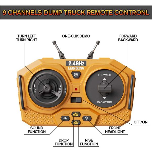 Remote Control Excavator, 1:20 Scale RC Construction Vehicles Toy, 12 ...