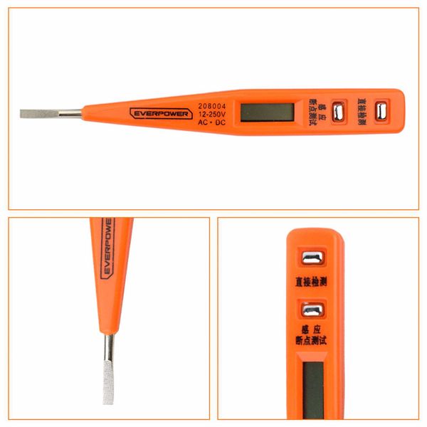 Digital Display Test Pen 12-250V DC AC Zero Line Phase Line Breakpoint ...