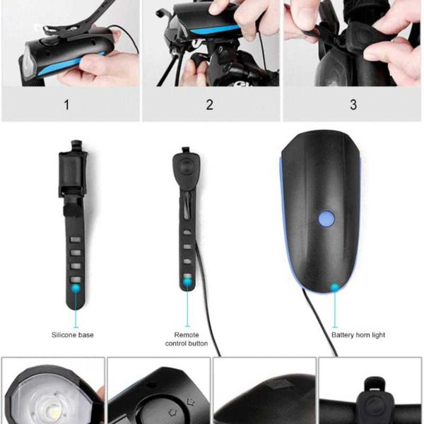 Bicycle Front Light With Bike Horn Bike Front Lamp Electronic Bell ...