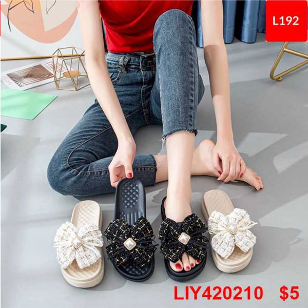 Slippers women's thick bottom new bow home indoor women's fashion flat shoes women's sandals and ...